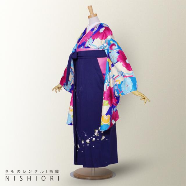 二尺袖 着物 袴 レンタル 貸衣装 袴 S Mサイズ 小学生 対応 青 白 ワイン 紺 無地 刺繍 ブーツ選択可