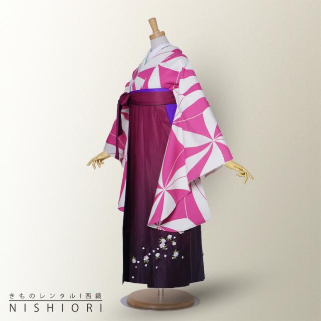 二尺袖 着物 袴 レンタル 貸衣装 袴 S Mサイズ 小学生 対応 ピンク 白 ワイン 刺繍 ブーツ選択可