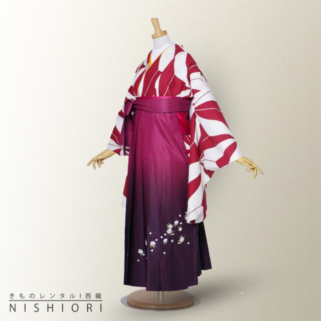 二尺袖 着物 袴 レンタル 貸衣装 袴 S Mサイズ 小学生 対応 赤 白 紫 ワイン 刺繍 ブーツ選択可