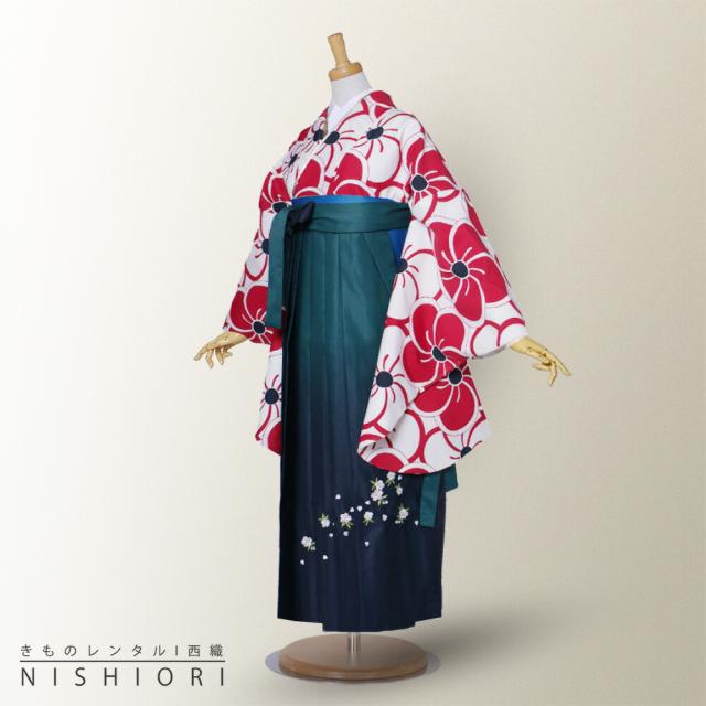 二尺袖 着物 袴 レンタル 貸衣装 袴 S Mサイズ 小学生 対応 梅 赤 白