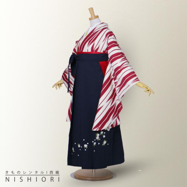 二尺袖 着物 袴 レンタル 貸衣装 袴 S Mサイズ 小学生 対応 矢羽 白 赤 紺 無地 刺繍 ブーツ選択可