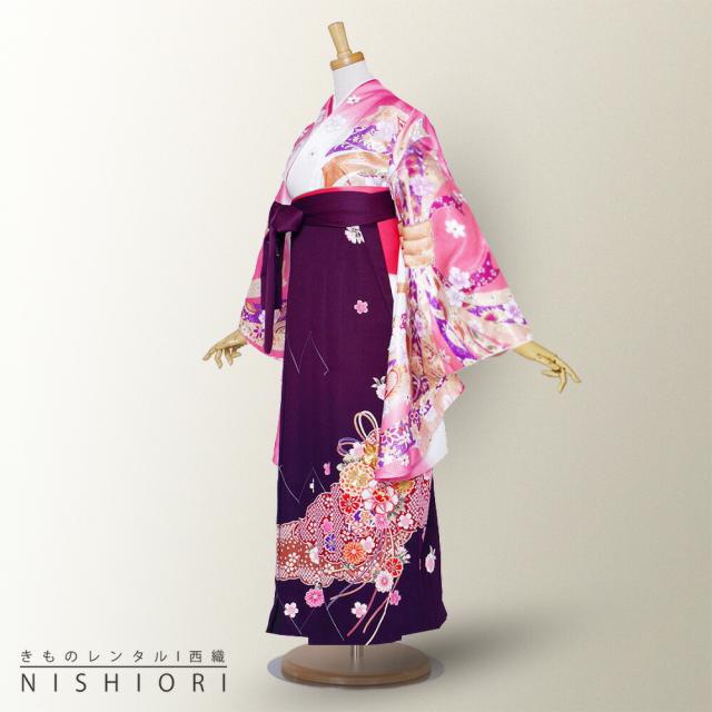 ブランド 二尺袖 着物 袴 レンタル anan 貸衣装 Sサイズ 小学生 対応可 白 ピンク 紫 刺繍 ブーツ選択可