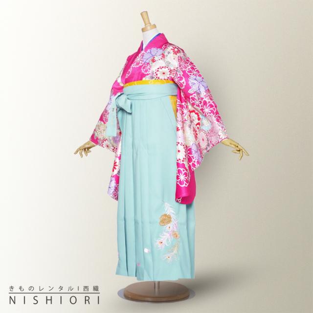 ブランド 二尺袖 着物 袴 レンタル PattiPatti 貸衣装 Sサイズ 小学生 対応可 ピンク ミント 刺繍 ブーツ選択可