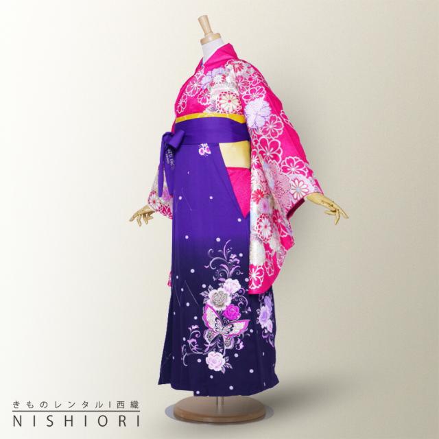 ブランド 二尺袖 着物 袴 レンタル PattiPatti 貸衣装 Mサイズ 小学生 対応可 ピンク 刺繍 ブーツ選択可