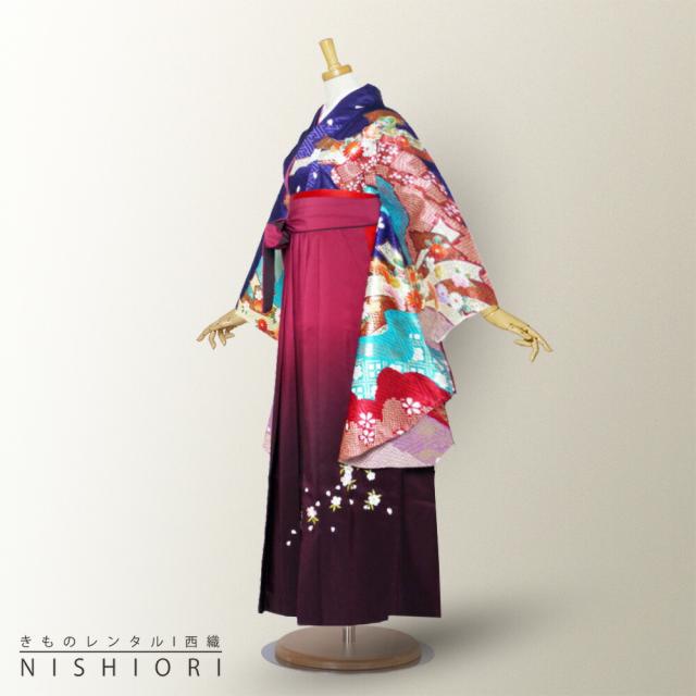 二尺袖 着物 袴 レンタル From KYOTO 貸衣装 SサイズMサイズ 小学生 対応可 青 紫 ワイン ブーツ選択可