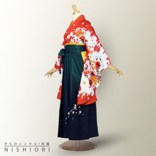 二尺袖 着物 袴 レンタル From KYOTO 貸衣装 Sサイズ Mサイズ Lサイズ 小学生 対応可 橙 オレンジ 緑 ブーツ選択可