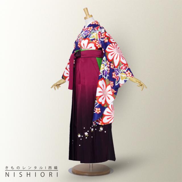 二尺袖 着物 袴 レンタル Club HL 貸衣装 Sサイズ Mサイズ Lサイズ 小学生 対応可 青 ワイン ブーツ選択可