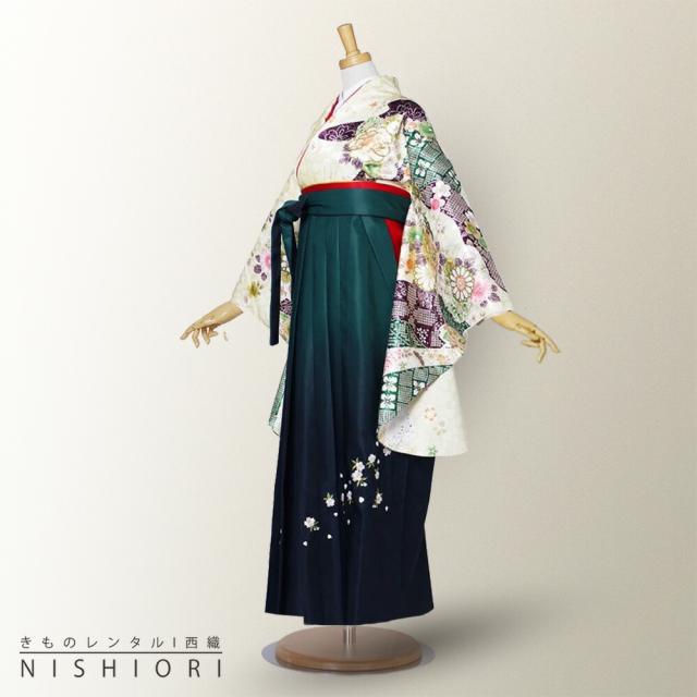 二尺袖 ブランド着物 袴 レンタル anan 貸衣装 Sサイズ Mサイズ Lサイズ 小学生 対応可 緑 ブーツ選択可