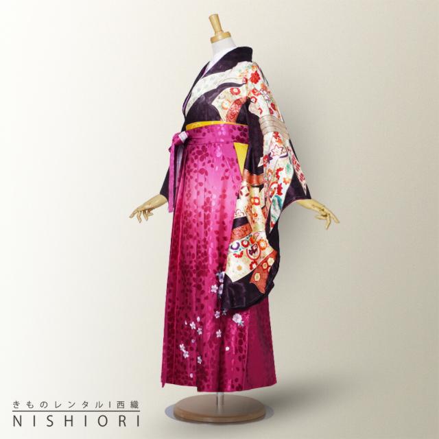 二尺袖 ブランド着物 袴 レンタル anan 貸衣装 Sサイズ Mサイズ Lサイズ 小学生 対応可 濃紫 熨斗 緑 ブーツ選択可