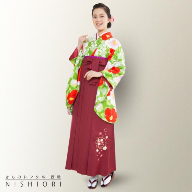 夢千代 二尺袖 着物 袴 レンタル 貸衣装 Mサイズ 小学生 対応可 緑 エンジ 赤 ブーツ選択可