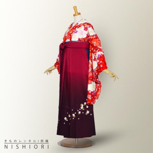 二尺袖 着物 袴 レンタル 貸衣装 Sサイズ Mサイズ Lサイズ 小学生 対応可 朱 赤 桜 ブーツ選択可