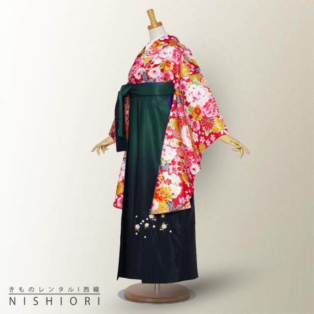 二尺袖 着物 袴 レンタル 貸衣装 Sサイズ Mサイズ Lサイズ 小学生 対応可 赤 桜 牡丹 緑 ブーツ選択可