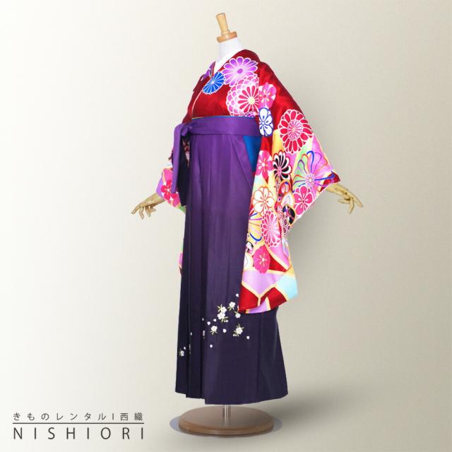 絵羽柄 二尺袖 ブランド 着物 袴 レンタル From KYOTO 貸衣装 Sサイズ Mサイズ Lサイズ 小学生 対応可 金彩 赤 ねじり梅 紫 ブーツ選択可