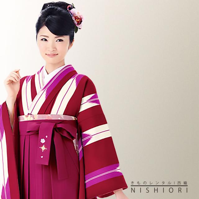 二尺袖着物 刺繍袴 レンタル 貸衣装 Mサイズ 小学生 対応可 ピンク 赤