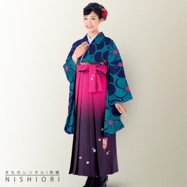 二尺袖着物 刺繍袴 レンタル 貸衣装 Mサイズ 小学生 対応可 青 ピンク ねじり梅 ブーツ選択可