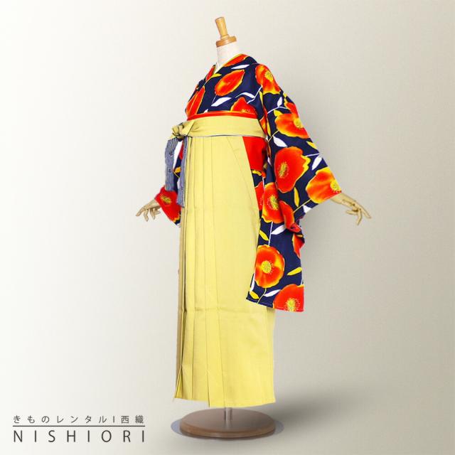 二尺袖 着物 袴 レンタル 紅一点 ブランド 貸衣装 Sサイズ Mサイズ 小学生 対応可 紺 ポピー 黄色 ブーツ選択可
