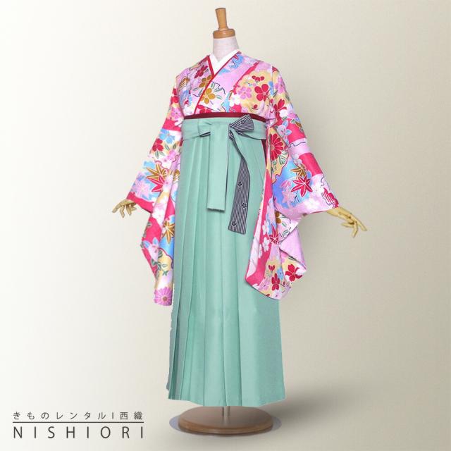 二尺袖 着物 袴 レンタル HL 貸衣装 Mサイズ Sサイズ 小学生 対応可 紫グラデーション ピンク ブーツ選択可