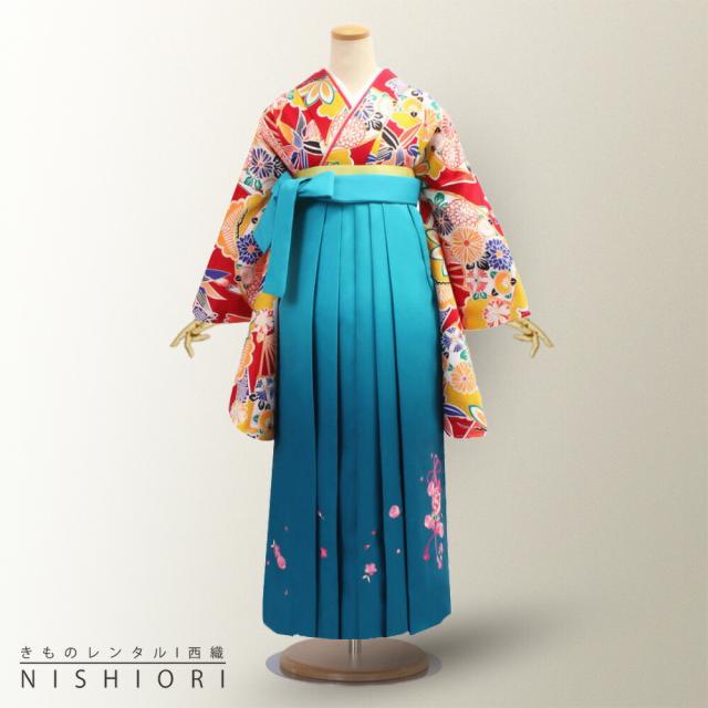 二尺袖 着物 袴 レンタル 和遊日 貸衣装 Mサイズ 小学生 対応可 赤 水色 青 鞠 ブーツ選択可