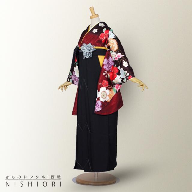 二尺袖 着物 袴 レンタル 貸衣装 LLサイズ 赤 黒 ブラック 茶色 ブーツ選択可