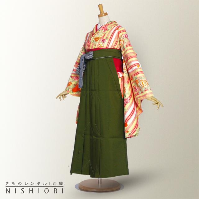 二尺袖 袴 レンタル ひさかたろまん ブランド 着物 貸衣装 SサイズMサイズ 小学生 対応可 縞模様 黄色 緑 ブーツ選択可