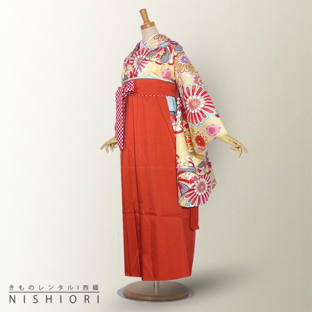 二尺袖 着物 袴 ハイクラス レンタル 貸衣装 Sサイズ Mサイズ 小学生 対応可 黄 オレンジ 橙 金彩 ブーツ選択可