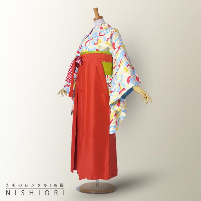 二尺袖 着物 袴 レンタル 貸衣装 ジュニア Sサイズ Mサイズ 水色 花柄 ブーツ選択可