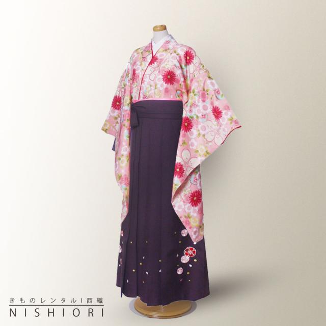 小町kids ジュニア キッズ 着物 袴 レンタル 往復十三参り 貸衣装 卒業式 ピンク 紫 パープル 小学生 ブーツ選択可