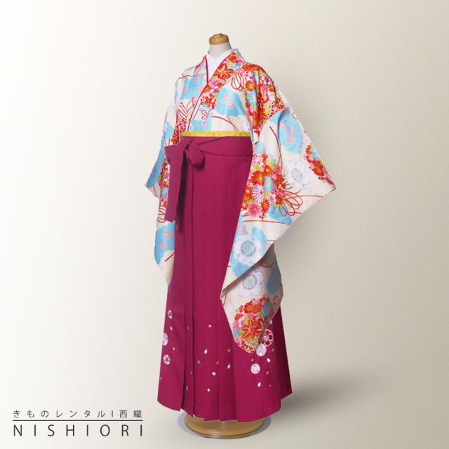 小町kids ジュニア キッズ 着物 袴 レンタル 往復十三参り 貸衣装 卒業式 小学生 ピンク 紫 パープル 青 ワイン KKj-6 ブーツ選択可