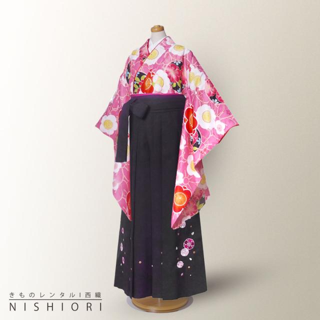 小町kids ジュニア キッズ 着物 袴 レンタル 往復十三参り 貸衣装 卒業式 小学生 ピンク 紫 パープル 黒 ピンク KKj-7 ブーツ選択可