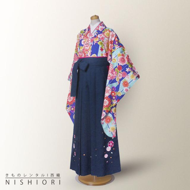 ジュニアサイズ 二尺袖 着物 袴 レンタル 往復貸衣装 卒業式 ジュニア 小学生 対応可 水色 矢絣 菊 ブーツ選択可