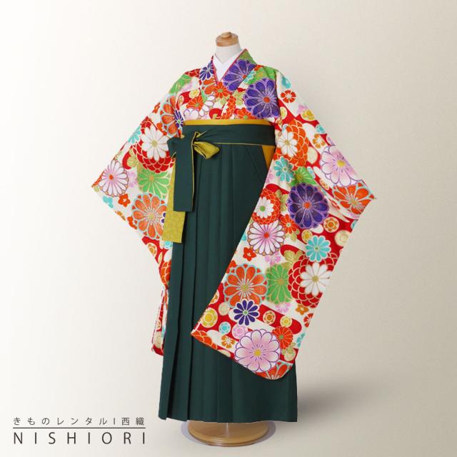 九重 ジュニア サイズ ブランド 二尺袖 着物 袴 レンタル 往復貸衣装 卒業式 ジュニア 小学生 対応 緑 青 ブーツ選択可