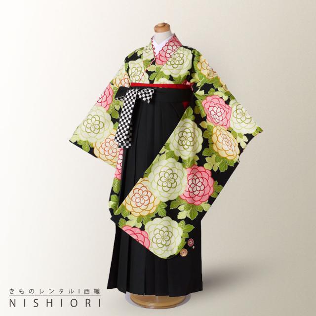 紅一点 ジュニア サイズ ブランド 二尺袖 着物 袴 レンタル 往復貸衣装 卒業式 ジュニア 小学生 対応 緑 黒 ブーツ選択可