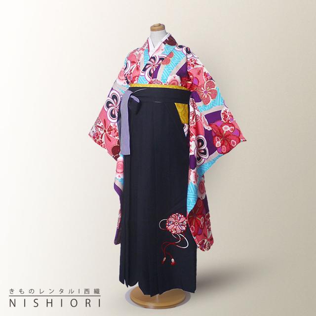 ジュニア 二尺袖 着物 袴 レンタル 九重 ブランド 往復十三参り 卒業式 貸衣装 小学生 古典柄 ブーツ選択可