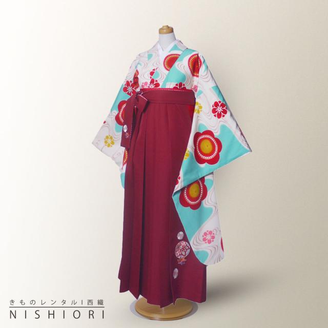 レンタル ちはやふる × JAPAN STYLE 貸衣装 ジュニア 二尺袖 着物 袴 CJ4 白 青 エンジ 刺繍 ブーツ選択可