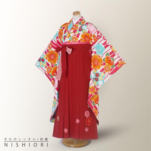 卒業式 二尺袖 ジュニア 着物 レンタル 小町kids 袴 往復十三参り 貸衣装 小学生 赤 矢絣 ブーツ選択可