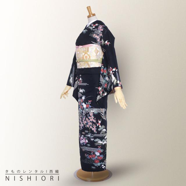 訪問着 レンタル 着物 貸衣装 フルセット HL アッシュエル ブランド黒No.0047