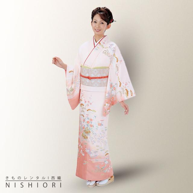 訪問着 レンタル 着物 貸衣装 フルセット HL アッシュエルピンクNo.0080