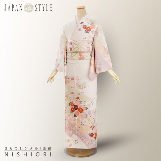 訪問着 レンタル 着物 貸衣装 フルセット JAPAN STYLE ブランド梅 クリームNo.0107