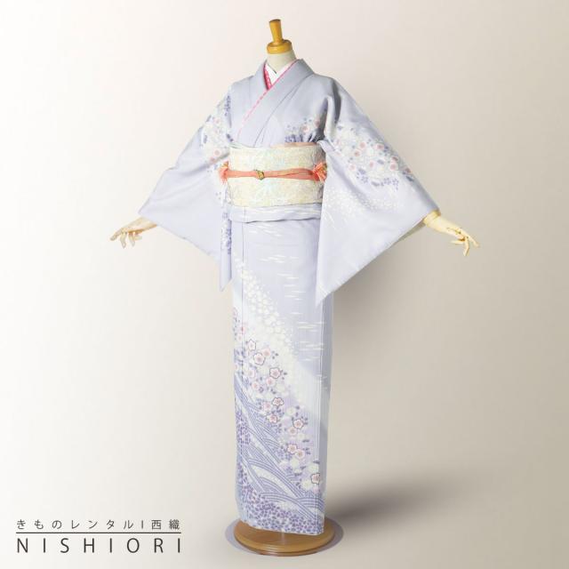 訪問着 レンタル 着物 貸衣装 フルセット 薄紫 梅 桜 小花ちらしNo.0156