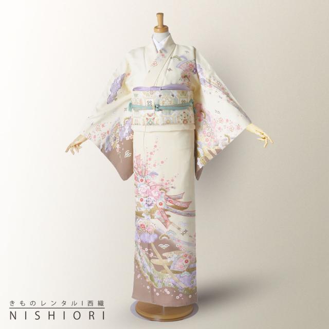 訪問着 レンタル 着物 貸衣装 フルセット クリーム 熨斗No.0196