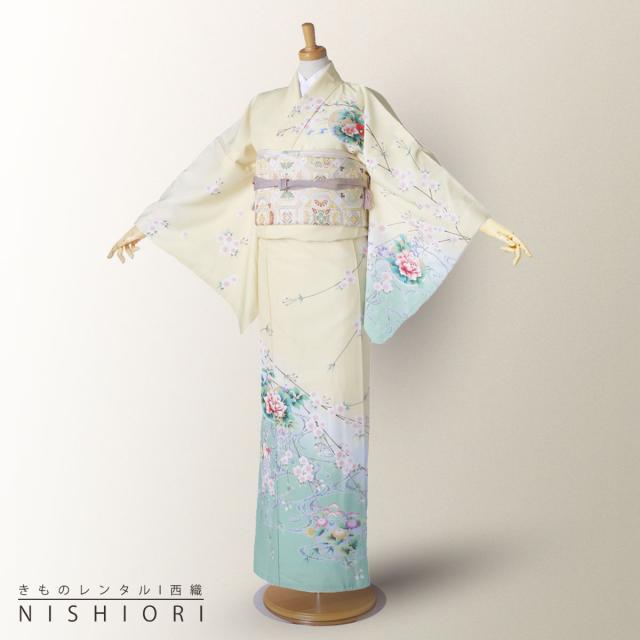 訪問着 レンタル 着物 貸衣装 フルセット 黄色 桜No.0205