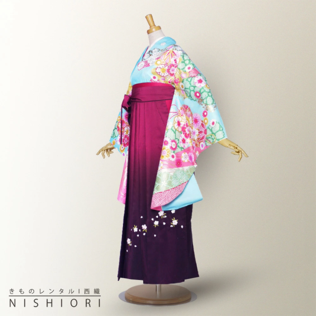 二尺袖 着物 袴 レンタル From KYOTO 貸衣装 Sサイズ Mサイズ Lサイズ 小学生 対応可 緑 ワイン ブーツ選択可