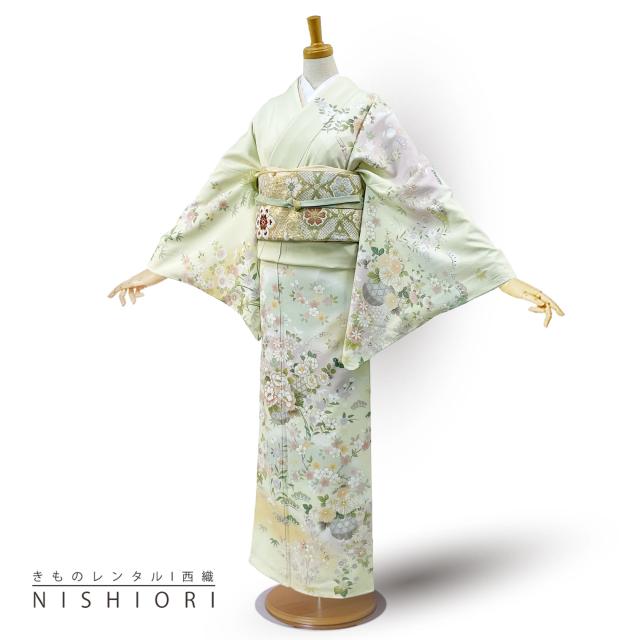 訪問着 レンタル 着物レンタル 貸衣装 フルセット 入学式 卒業式 七五三 結婚式 お宮参り 結納 お茶会 パーティー 母親 ママ 人気 訪問着レンタル 付下げ フルセットレンタル グリーン No.0246