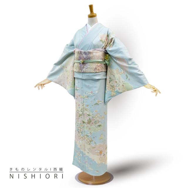訪問着 レンタル 着物レンタル 貸衣装 フルセット 入学式 卒業式 七五三 結婚式 お宮参り 結納 お茶会 パーティー 母親 ママ 人気 訪問着レンタル 付下げ フルセットレンタル 水色 No.0250