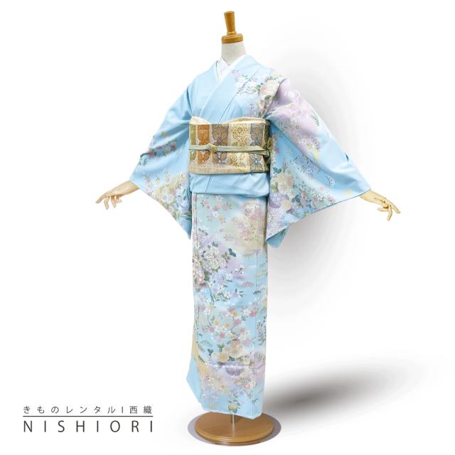訪問着 レンタル 着物レンタル 貸衣装 フルセット 入学式 卒業式 七五三 結婚式 お宮参り 結納 お茶会 パーティー 母親 ママ 人気 訪問着レンタル 付下げ フルセットレンタル 水色 No.0269
