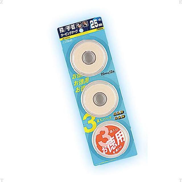 【ロット販売：入り数16】 FINOA(フィノア) ホワイトテープ 25MM 3ケ ボディーケア テーピング (10030)