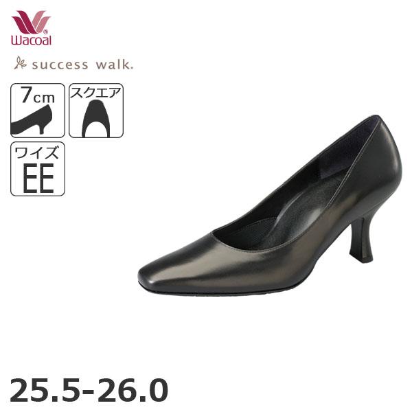 20%OFF ワコール サクセスウォーク プレーンパンプス 足囲EE スクエアトゥ 7cmヒール(25.5〜26.0cm)WFN070