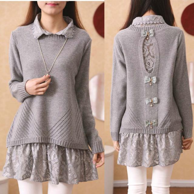 LAZA チュニック 秋冬 レース 二次会 二枚セット 膝丈 ニットセーター レディース 体型カバー LAZA チュニック 秋冬 レース 二次会 二枚セット 膝丈 ニットセーター