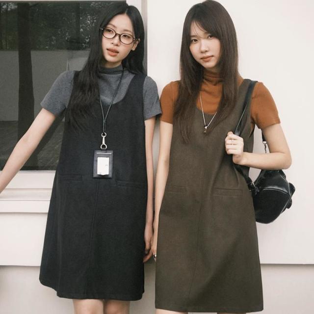 トップス レディース Tシャツ ベストワンピース 二点セット 2色