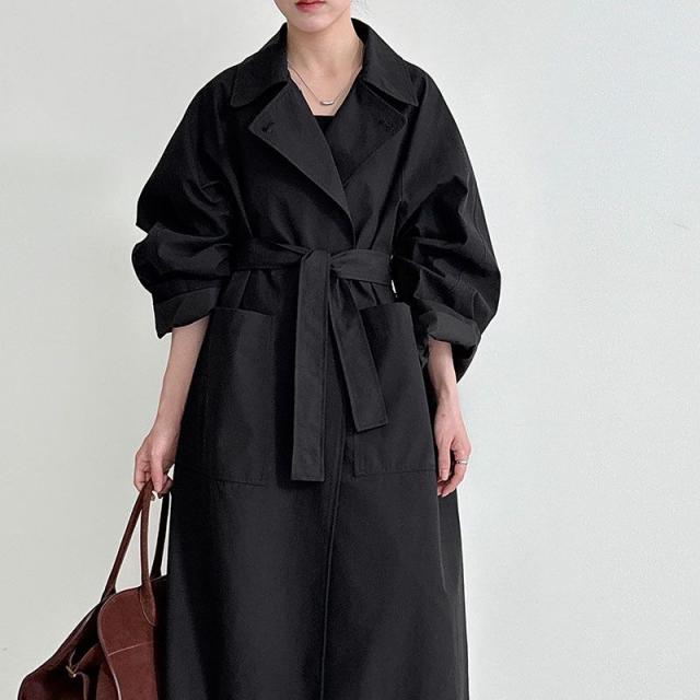 韓国風 ヴィンテージ トレンチコート レディース リラックス アウター